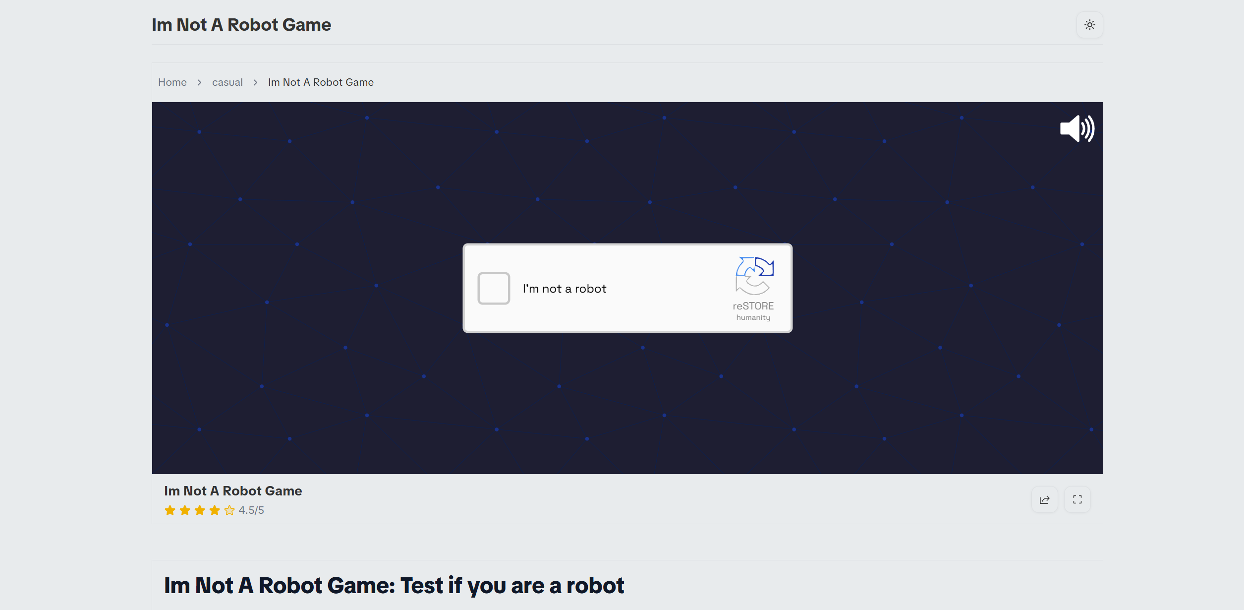 Im Not A Robot Game Play Online Free（test game）